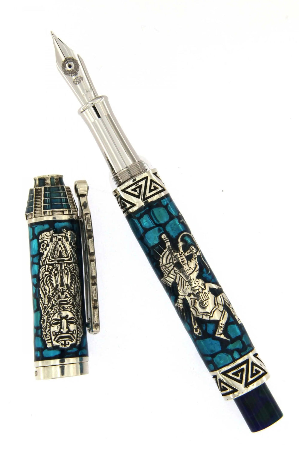 FOUNTAIN PEN QUETZALCOATL (AZTEC CIVILIZATION) silver blue - Wonders